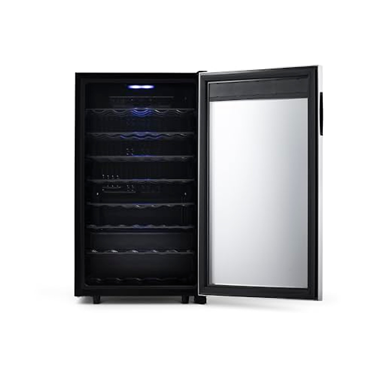 NewAir 20” Wine Refrigerator – 50 Bottle Wine Cooler, Single Zone Freestanding Wine Fridge in Stainless Steel, Wine Chiller with Adjustable Racks and Exterior Digital Thermostat for Kitchen and Bar