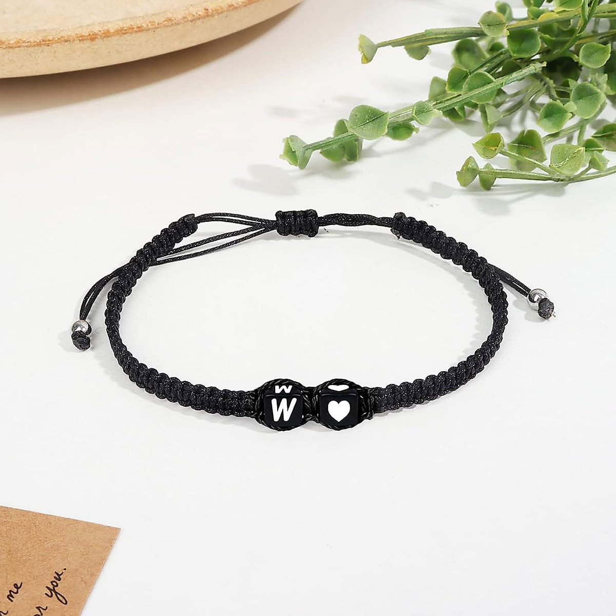 Initial Bracelet for Men Women Letter Charm Couples Bracelets Handmade Gift for Bf and Gf Custom Personal Jewelry Bracelet Birthday Anniversary Gifts for Men Women