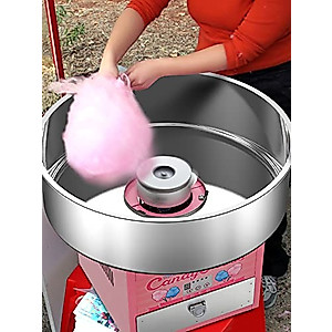 RIEDHOFF Cotton Candy Machine Commercial, Electric Cotton Candy Maker with 20 inch Stainless Steel Bowl for Family, Party, Amusement Park, Carnival- Pink