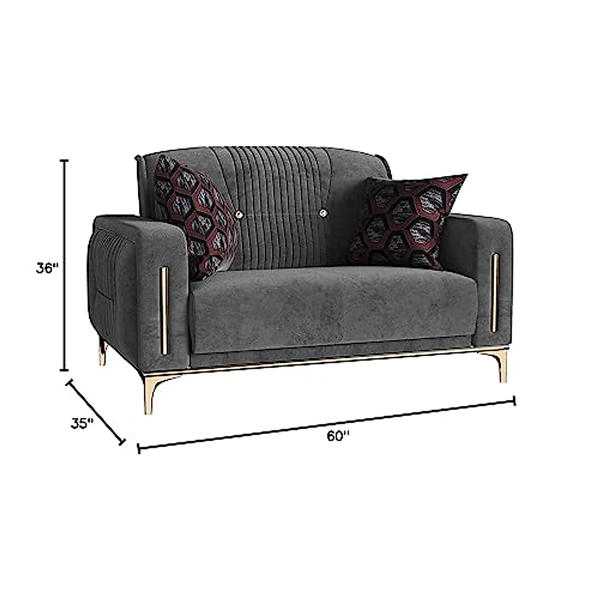 Ottomanson Angel Collection, Loveseat, Grey