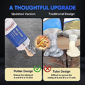 Metal Glue, 1.76oz 2 Part Liquid Metal Welding Epoxy Glue, Marine Filler Repair Putty, High-Temperature Resistant Heavy Duty ab Glue(3 pcs)