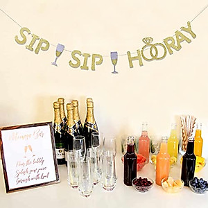 YESSWL Sip Sip Hooray Banner - Gold Glitter Bachelorette Wedding Engagement Birthday Party Decorations，bridal Shower Decoration，photo Booth Props