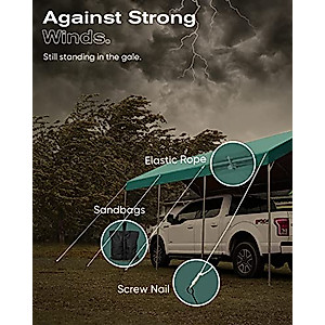 FINFREE 10 x 20 ft Heavy Duty Carport Car Canopy, Garage Shelter for Outdoor Party, Birthday, Garden, Boat, Adjustable Height from 9.5 ft to 11 ft,Green