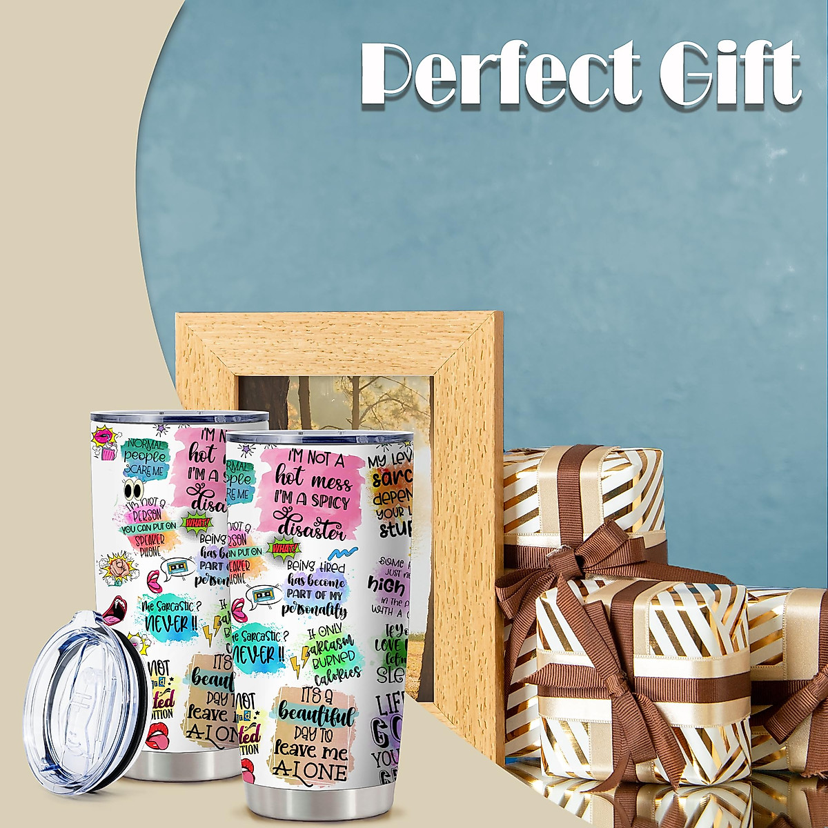 ATHAND 20 Oz Funny Sarcastic Quotes for Women,Birthday Gift for Women Girls,Idea for Best Friend Bestie, Coworker Mom Wife Coffee Travel Mug,Mom's Day Present,Multicoloured Insulated Tumbler with Lid