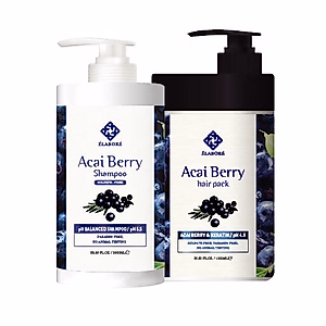 Elabore Acai Berry Super Hair Pack & (Sulfate Free) Shampoo Set 33.80fl.oz/ 1000ml