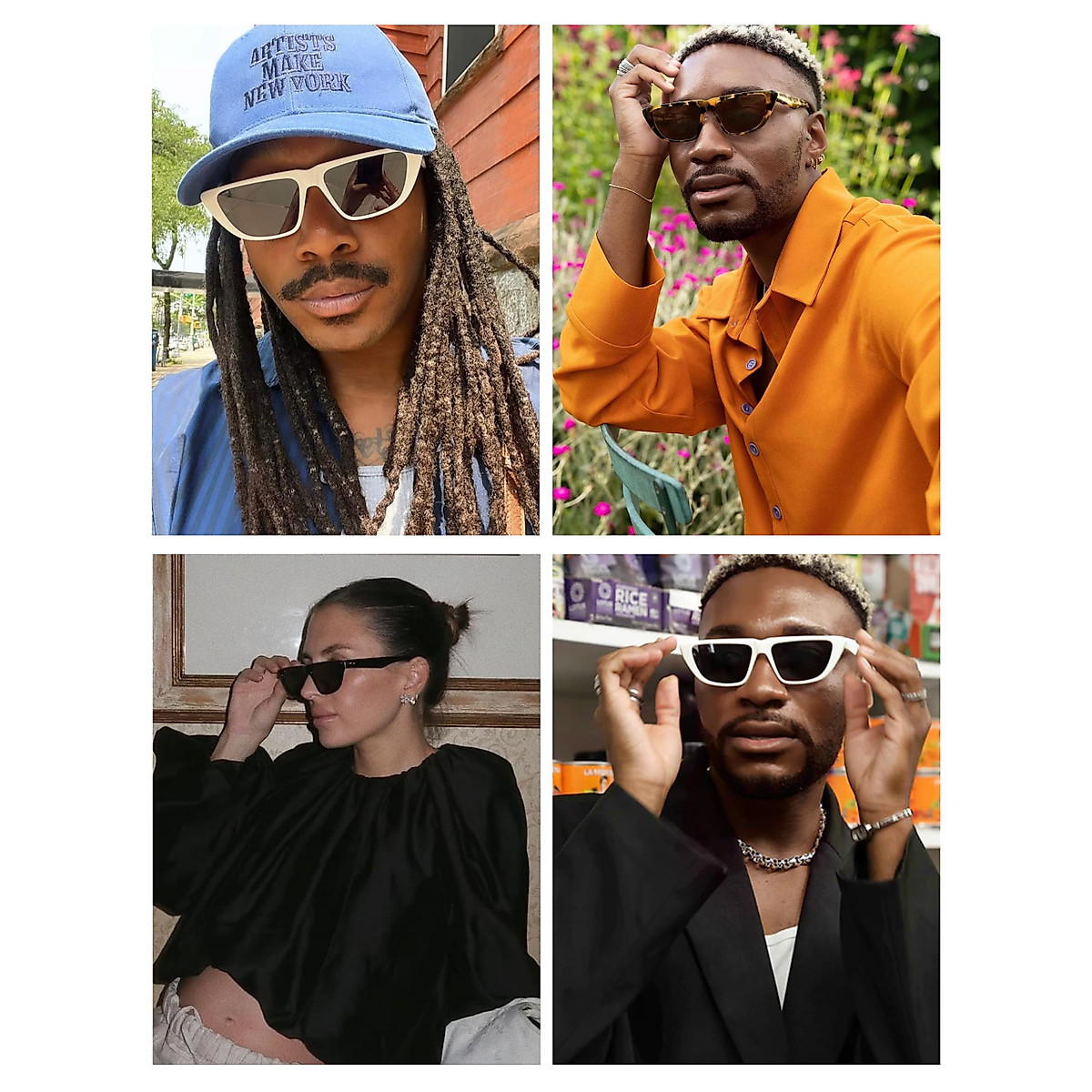 VANLINKER Trendy Polarized Cat Eye Sunglasses for Women Men Retro Square Shade Slim Frame VL9790 Black