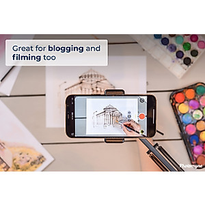 PHOTOMYNE Sturdy Flexible Phone Holder for Desk, Table, Office, Kitchen with Clamp for Photo Album Scanning, iPhone Holder for Desk- Black