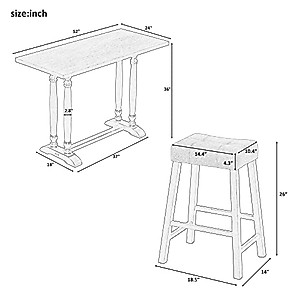 FIQHOME 5-Piece, Counter Height Furniture with Rectangular 4 Upholstered Stools, Rustic Style Table Set for Kitchen, Dining Room,Gray