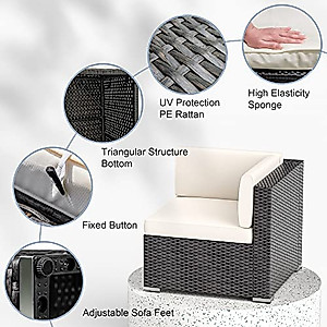 GOJOOASIS Outdoor Furniture Patio Sets Sectional Sofa Set Wicker Couch with Cushion (7pcs Patio Furniture Set, Beige)