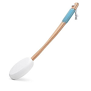 INGVY Dry Brushing Body Brush Lotion Applicator Body Exfoliating Scrubber Long Handle Body Back Massage Shower Foam Bath Accessories Body Cleansing Brush