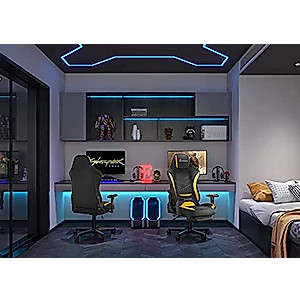 Gaming Chair Racing Massage Computer Chair - Cushioned Comfort High Back PU Leather USB Vibrator Ergonomic Recliner Home Office Video Game for Kids for Gift (Yellow, D06-M)