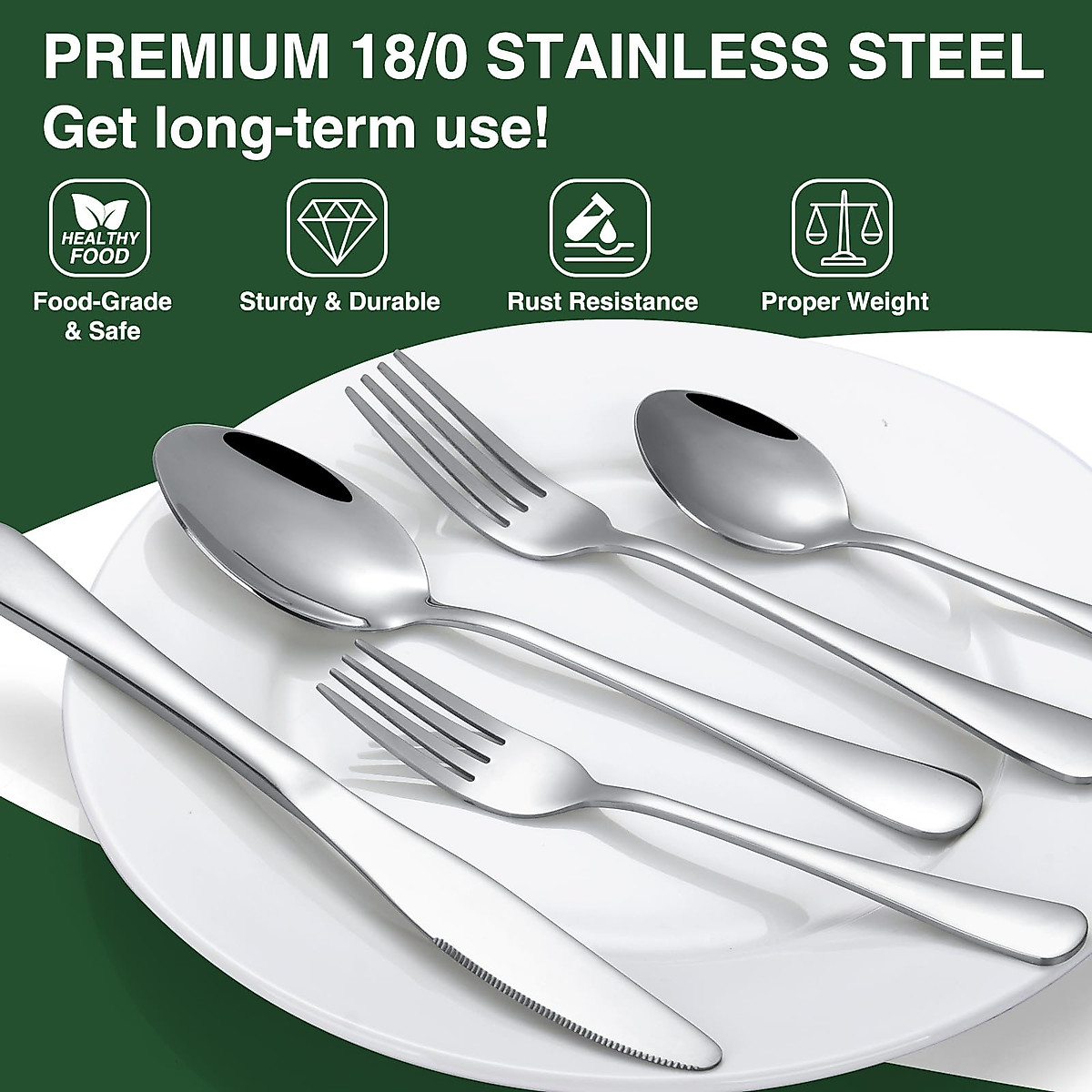 60-Piece Silverware Set with Organizer,AIVIKI Stainless Steel Flatware Set for 12,Cutlery Utensil Sets for Home Restaurant,Tableware Set Include forks spoons and knives,Mirror Polished,Dishwasher Safe