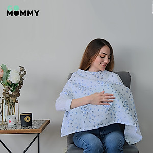 Go Mommy Muslin Nursing Cover for Baby Breastfeeding, Breathable 100% Cotton Breastfeeding Cover for Mother Nursing Apron, Multi-use Carseat Canopy