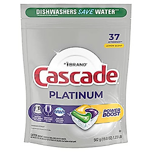 Cascade Platinum Boost Dishwasher Pods, Actionpacs Dishwasher Detergent, Lemon, 37 Count & Tide Pods Laundry Detergent Soap Pods, Original Scent, 42 Count