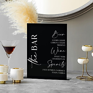 JINMURY 8x10 Inch Black Acrylic Sign with Stand | 5 Pack Blank Acrylic Table Signs and Base for DIY Wedding Table Numbers, Wedding Signage, Events& Parties (Black, 8x10 Inch)