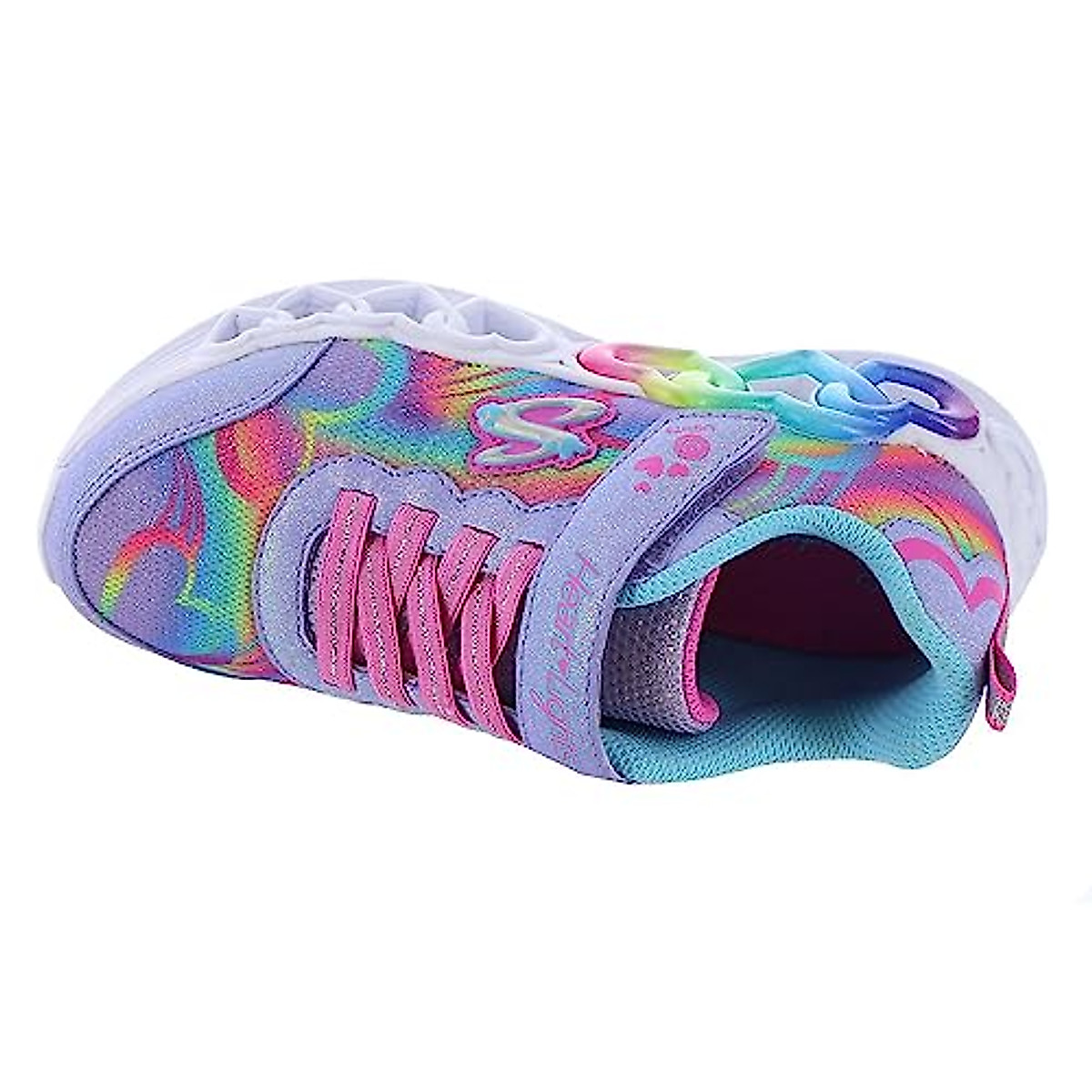 Skechers Kids Girls Infinite Heart Lights Sneaker, Lavender/Multi, 12 Little Kid