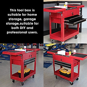 BIG RED ATC310R Torin Rolling Garage Workshop Tool Organizer: 2 Drawer Tool Chest Tray with Top Work Surface and Storage Push Cart, Red, 27.8" L x 14.6" W x 32.7" H