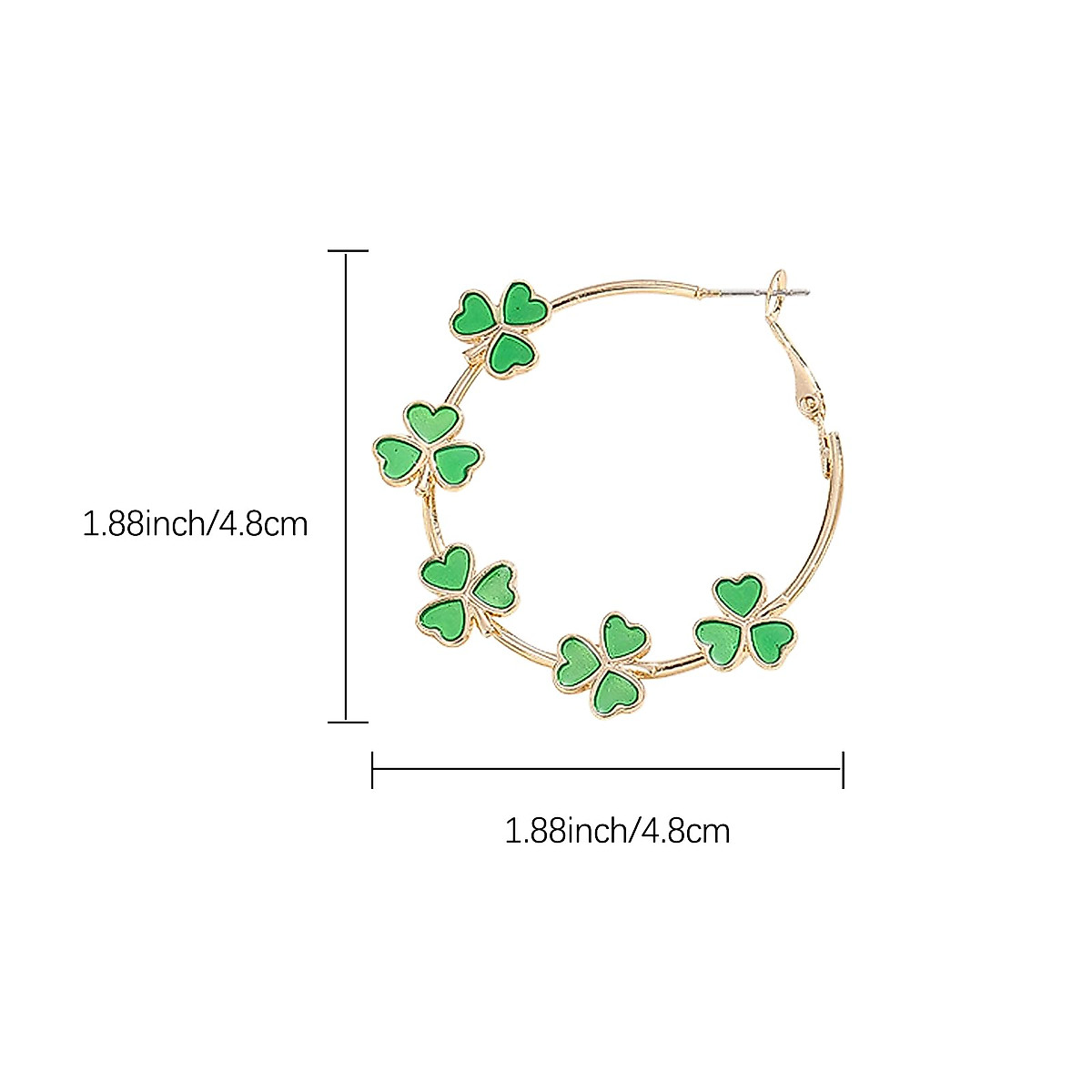 St. Patrick's Day Earrings Shamrock Hoop Earrings Lucky Clover Earrings Green Leaf Earrings Gold Hoops Earrings for Women Holiday Earrings Funny Irish Holiday Jewelry Gift for Women (Style A)