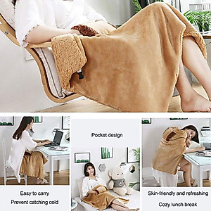 UUHUKP Heated Shawl USB Heated Blanket Electric Throw 24x32Inch Flannel Fast Heating Blanket Heated Blanket Electric Lap Blanket Throw Pad Warm Knee Foot Shawl Home Office Use Machine Washable, Khaki