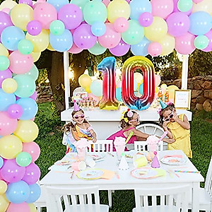 Tie Dye 10th Birthday Decorations for Girls, Peace out Single Digits, Macaron Balloon Garland Kit with Out Single Digits I'm 10 Backdrop, Hippie Theme Happy 10th Birthday Decorations