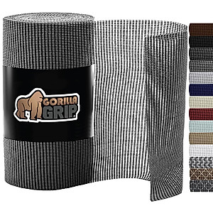 Gorilla Grip Drawer Shelf and Cabinet Liner, Thick Strong Grip, Non-Adhesive Liners Protect Kitchen Cabinets and Cupboard, Bathroom Drawers, Easy Install, Breathable Mat, 12" x20', Gray