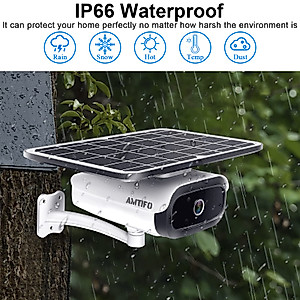 AMTIFO Security Cameras Wireless Outdoor Home Motion Detection Solar WiFi Surveillance Camera System Two Way Audio HD 1080P Video Cam Battery Night Vision W6