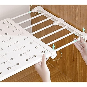 Expandable Shelves Wardrobe Cupboard Organizer & Adjustable Storage Rack Wardrobe Dividers, Tension Shelf Separator for Bedroom (24cm Wide, Adjustable Length 29-40cm)