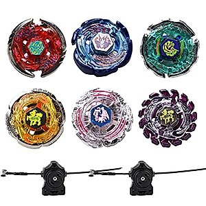 Anliv Art Gyros 6 Pack Bey Burst Battling Tops Metal Fusion Starter Set with Stickers Two Launchers