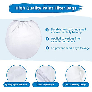 Xsourcer Paint Strainer Bags, 12 Pieces 1 Gallon White Fine Mesh Filter Bag, Bucket Elastic Opening Strainer Bags Hydroponic Paint Filter Bag for Paint Gardening