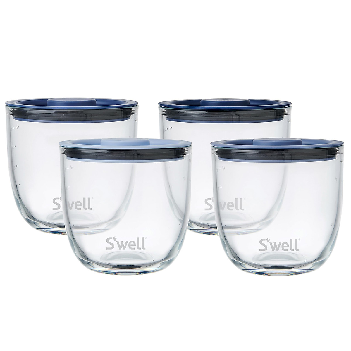 S'well 16oz Glass Prep Bowl Set of 4 For Easy Meal Prep, Coastal Blues, Made From Durable Tempered Glass