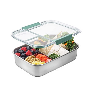 Smash Stainless Steel Bento Lunch Box, 3 Compartments, Sage