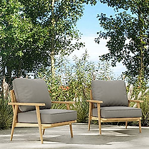 linstock Outdoor Deep Seat Cushions for Patio Sectional Sofa, Breathable Water-Resistant Soft Cushion with Back Cushion for Patio Furniture, Cushions Size 24 x 24 x 5 inch (Light Grey)