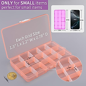 Opret Jewelry Organizer(4 Pack), SMALL Plastic Jewelry Box(15 grids) with Movable Dividers Earring Storage Containers, Size 6.9×3.9×0.9in