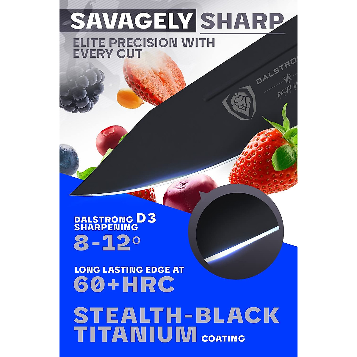 Dalstrong Paring Knife - 4 inch - Delta Wolf Series Knife - Ultra-Thin & Zero Friction Blade - HC 9CR18MOV Steel - Black Titanium Nitride Coating - G10 Camo Handle Kitchen Chef Knife - Leather Sheath