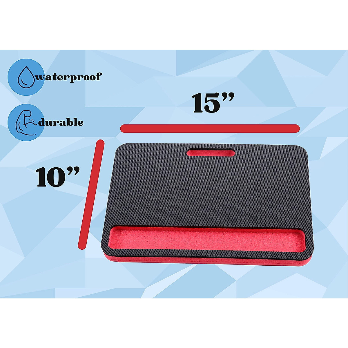 Polar Whale 2 Portable Knee Cushions Red and Black with Tool Pocket for Home Garden Work Automotive Workshop More Durable Thick Comfortable High Density Waterproof Foam 15 x 10 Inches Kneeling Pad