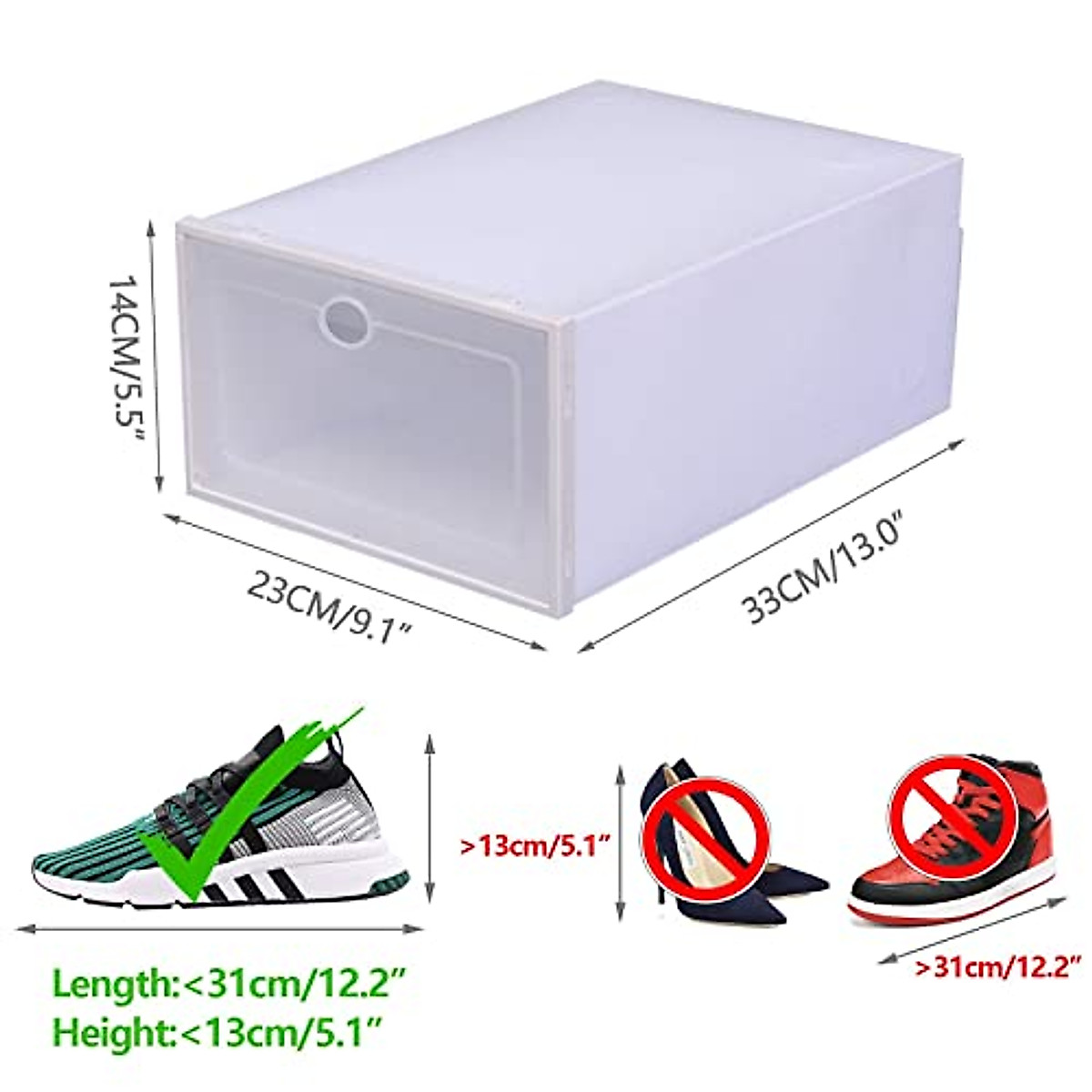 20 PCS Shoe Storage Boxes,Clear Plastic Clamshell Shoebox Stackable Shoe Organizer Foldable Display Box Container Closet Shelf Shoe Organizer,Need to Assemble (Angel White Large Round Holes)