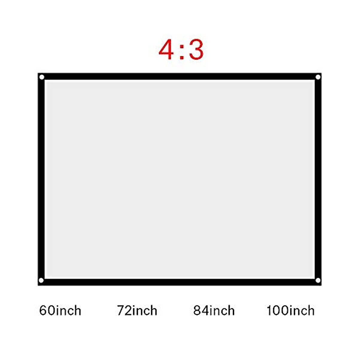 Zopsc Portable 60-100 Inch Foldable Projector Screen Non-Crease White Projector Curtain Projection Screen 4:3for Outdoor Camping Movie Open-air Cinema(72 inch)