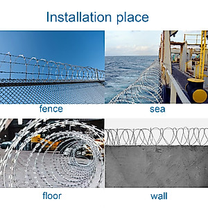 BUYYAH Razor Wire, 246 ft Razor Barbed Wire 5 Coils, 49 ft Per Roll Razor Ribbon Concertina Wire, Galvanized Steel Razor Wire Fencing Razor Fence