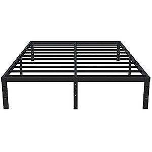 Upcanso 16 Inch Queen Bed Frame No Box Spring Required, Metal Platform Queen Size Bed Frames with 14 Inch Storage, 3,500 lbs Heavy Duty Steel Slats Support, Easy Assembly Mattress Foundation