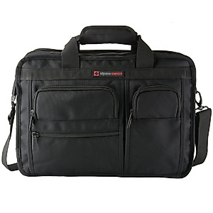 Alpine Swiss Conrad Messenger Bag 15.6 Inch Laptop Briefcase with Tablet Sleeve Black