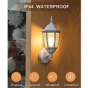 FUDESY Outdoor Wall Lantern, Exterior Waterproof Wall Sconce Light Fixture, White Front Porch Light Wall Mount for Garage, Patio, Yard, FDS2542EW (Bulb Included) 2-Pack