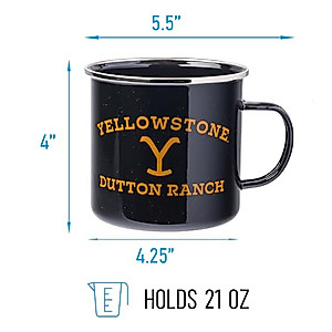 Silver Buffalo Yellowstone Dutton Ranch Enamel Camper Mug, 21 Ounces