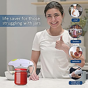 Automatic Jar Opener, Hands Free 1 Touch Electric Bottle Lid Twister for Seniors with Weak Arthritic Hands. Strong Kitchen Gadget for Elderly