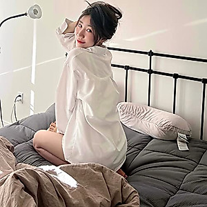 SLEEP ZONE Full Size Cooling Mattress Topper Quilted Fitted Mattress Pad Cover Soft Fluffy Down Alternative Pillow Top Bed Topper Deep Pocket 8-21 Inch (Grey, Full)