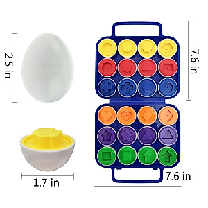 Beakabao 12pcs Color and Shape Matching Egg Set Montessori Toddler Education Classification Toys for Fine Motor Skills of The Fingers Muscles, Preschool Children Smart Puzzles Easter Gifts (Blue)