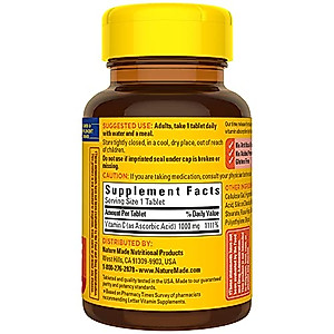 Nature Made Vitamin C 1000 mg Time Release Tablets with Rose Hips, 60 Count to Help Support the Immune System (Pack of 3)