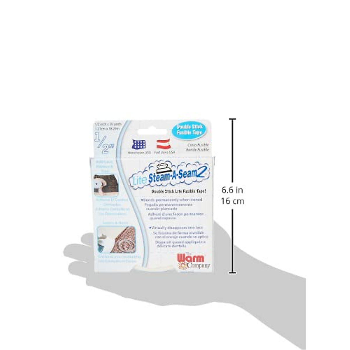 Warm Company Lite Steam-A-Seam 2 Double Stick Fusible Web: 1/2x20 Yds