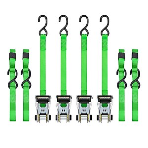 SmartStraps Ratchet Straps - 14ft GRN Premium RatchetX 4pk 1,500lb