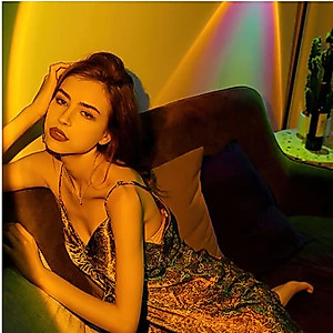 Flanney Sunset Lamp Projection 16 Colors Light 360 Degree Remote Control Brightness Adjustable Rainbow Sunset Sun 12 Effect for Photo Video Bedrooms Vlog Home Party