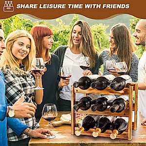 Wine Rack 9 Bottle 3-Tier Wood Wine Storage Easy-Assembly Space-Saving for Wine Lovers,Kitchen Wine Organizer for Countertop,Table Top,Pantry, Home,Room Decor,Bar,Cellar Basement (3-Tiers)